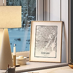 Dear Mapper Newark United States View Abstract Road Modern Map Art Minimalist Painting Black and White Canvas Line Art Print Poster Art Line Paintings Home Decor (Set of 3 Unframed) (12x16inch)