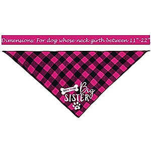 Big Sister Dog Bandana, Reversible Plaid Triangle Bibs Pet Scarf