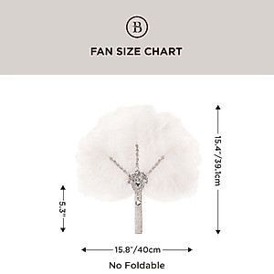 BABEYOND Vintage Bridal Feather Bouquet 1920s Ostrich Feather Fan Crystal Bridesmaid Bouquet 20s Gatsby Wedding Bouquet Flapper Accessories (White & Crystal Handle)