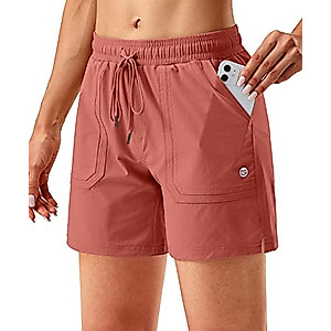 G Gradual Women's 5" Hiking Cargo Shorts Quick Dry Athletic Shorts for Women with Pockets for Golf Workout Walking(Brick Red M)