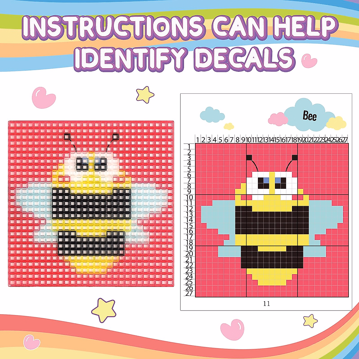 Caydo 8-in-1 Cross Stitch Kit for Beginners Kids, Includes 8 PCS Plastic Canvas with Pre-Patterns, 13 Colors Threads, Instructions, Embroidery Needles for Beginners Sewing