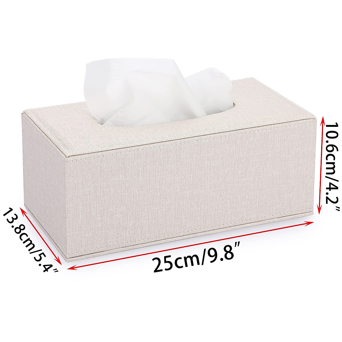 Sumnacon Tissue Box Cover Rectangle Linen Tissue Box,Stylish Tissue Box Holder with Magnetic Bottom,Decorative Tissue Cover for Bathroom Toilet Bedroom Living Room Table Desk Office, Beige