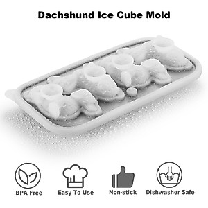 Nax Caki 3D Dachshund Dog Ice Cube Mold Fun Shapes, Dachshund Gifts for Women, Cute Large Craft Ice Mold, Big Dog Ice Cube Trays for Whiskey Cocktails Bourbon