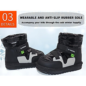 Sugmzox Kids Girls Boys Winter Snow Boots Fur Warm Non Slip Outdoor Ankle Boots black size 2