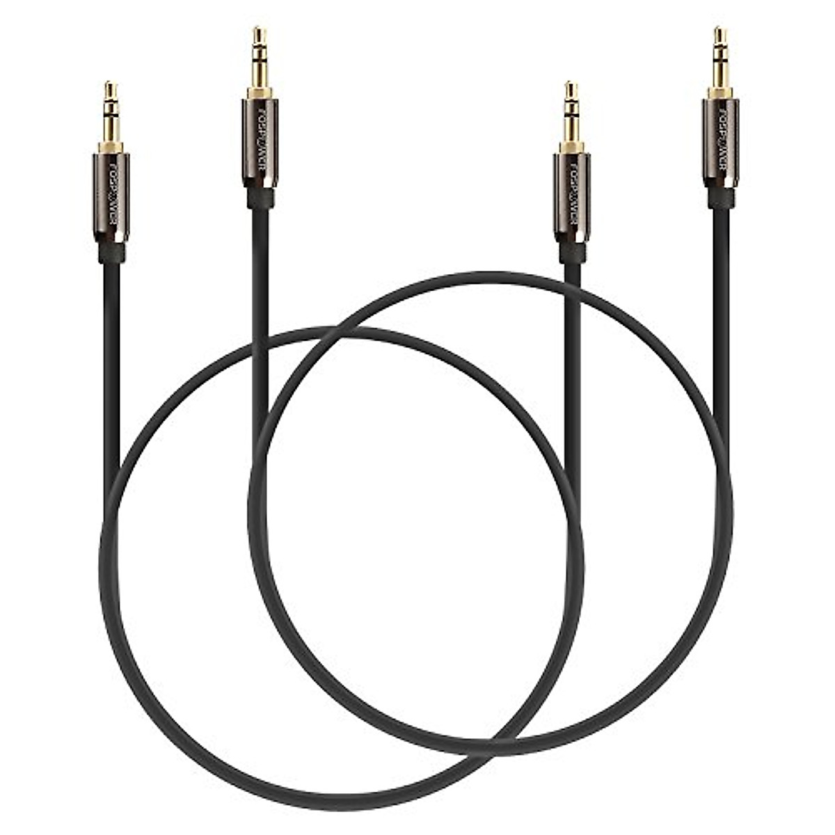 FosPower Audio Cable 1FT (2 Pack), Stereo Audio 3.5mm Auxiliary Short Cord Male to Male Aux Cable for Car, Apple iPhone, iPod, iPad, Samsung Galaxy, HTC, LG, Google Pixel, Tablet & More