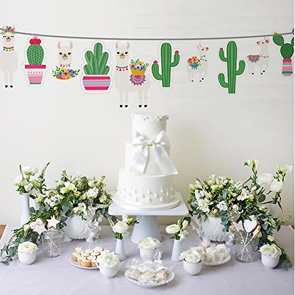 2023 Llama Cactus Banner Garland Party Supplies, Llama Cactus Themed Birthday Party Decorations for Mexican Fiesta, Cino De Mayo Llama Cactus Baby Shower, Hawaiian, Luau, Classroom Decorations - 5 Llamas and 5 Cactus