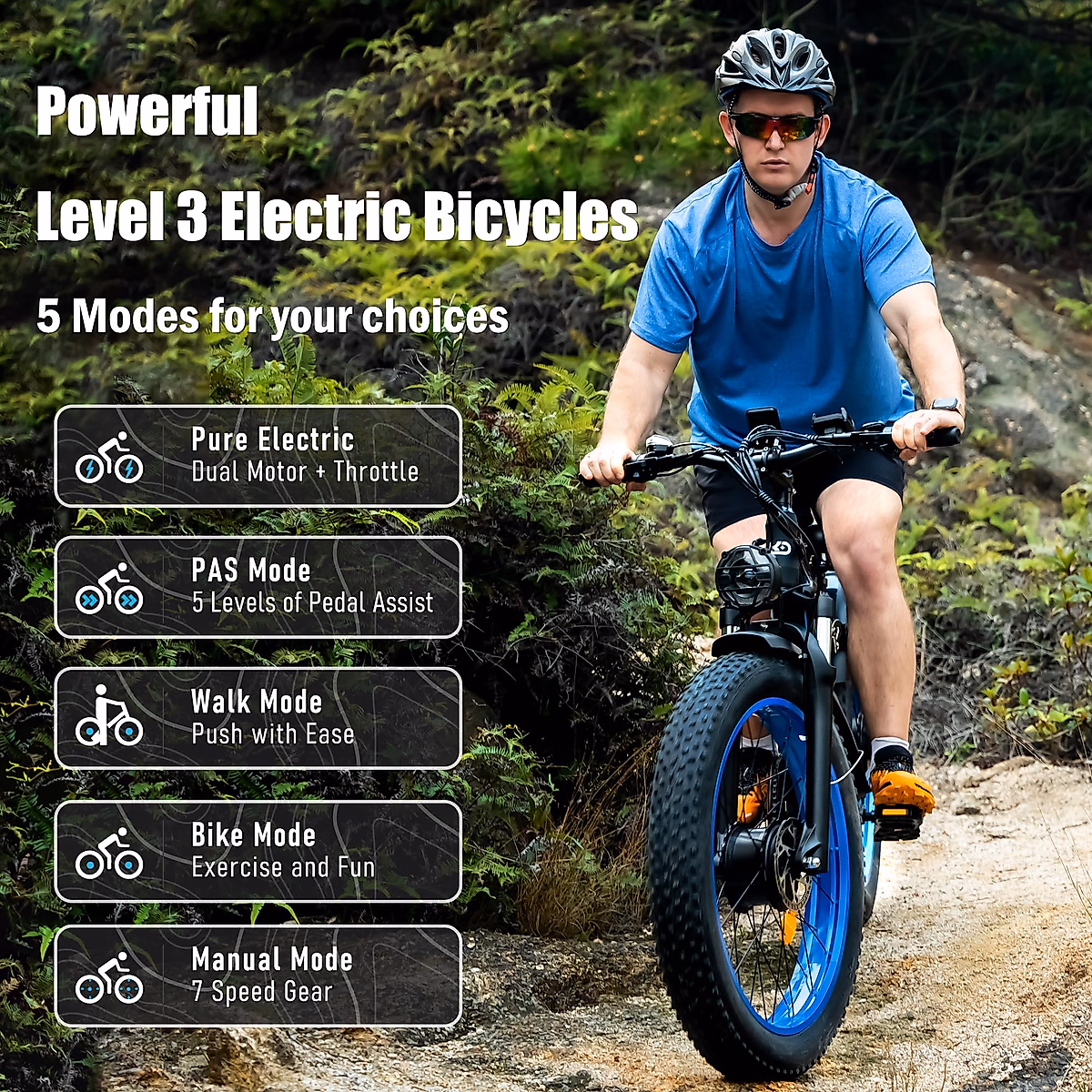 Dakeya Electric Bike for Adults, Ebikes Dual Motor, 2000w Fat Tire Ebike 35mph Dual Motor Electric Bike with Removable 48v, All Terrain Ebikes for Adults, Full Suspension 26" Awd E Bike 22.4ah Battery