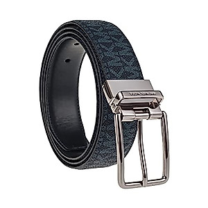 Michael Kors Men's Cut to Fit Reversible PVC Leather Dress Belt (Admiral Blue)