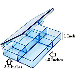 Mini 5-Grid Plastic Storage Box for Beading and Diamond Painting. Blue Countertop or Drawer Storage for Beads, Nail Art, Jewelry Hardware and Supplies