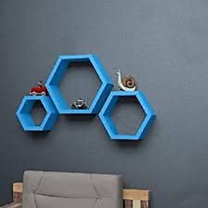Modern Floating Wall Shelves for Home Decor Set of 3 Pc Wall Shelf Hanging Shelves Wall Mounted Shelves by SUFY Crafts (Blue)