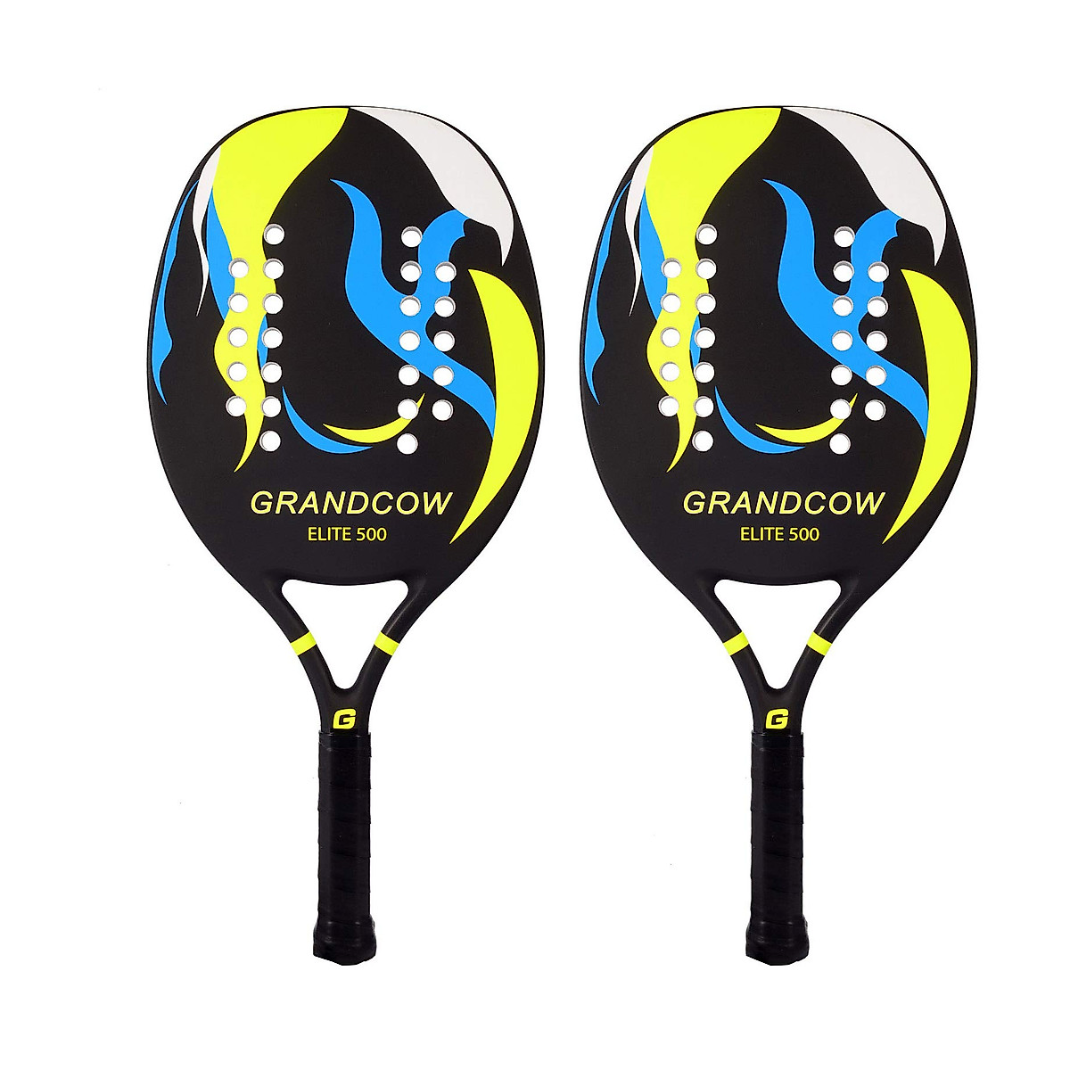 GRANDCOW Beach Tennis Paddle Racket Carbon Fiber with EVA Memory Foam Core Tennis Padel (2Pcs Black)