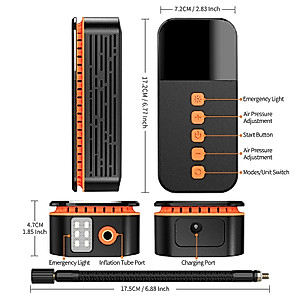 HIWORK 12V Air Compressor, Tire Inflator Portable Air Pump 150 PSI 12V DC Electric Inflator for Car Tires Bikes Balls Balloons and Other Inflatables with Digital Gauge and SOS Light