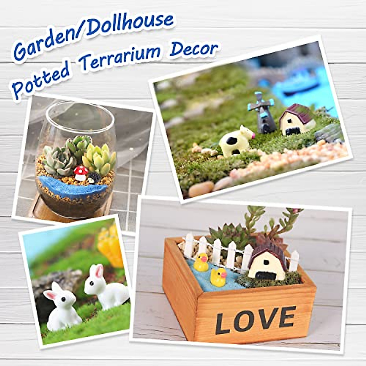 CHAKANLX 108 Pieces Miniatures Fairy Garden Accessories Outdoor, Fairy Garden Kit, Miniature Figurines, Fairy Garden Accessories, DIY Micro Landscape Ornaments for Potted Plant Bonsai Terrarium Decor