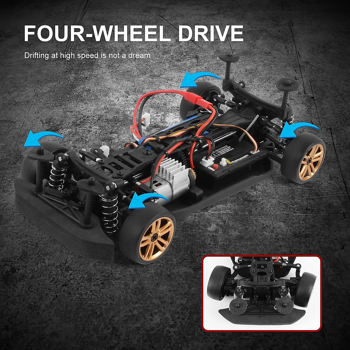 GoolRC RC Drift Car, 1:18 Scale Remote Control Car, 2.4GHz 4WD 30KM/H High Speed RC Racing Car with LED Light Strip for Adults and Kids