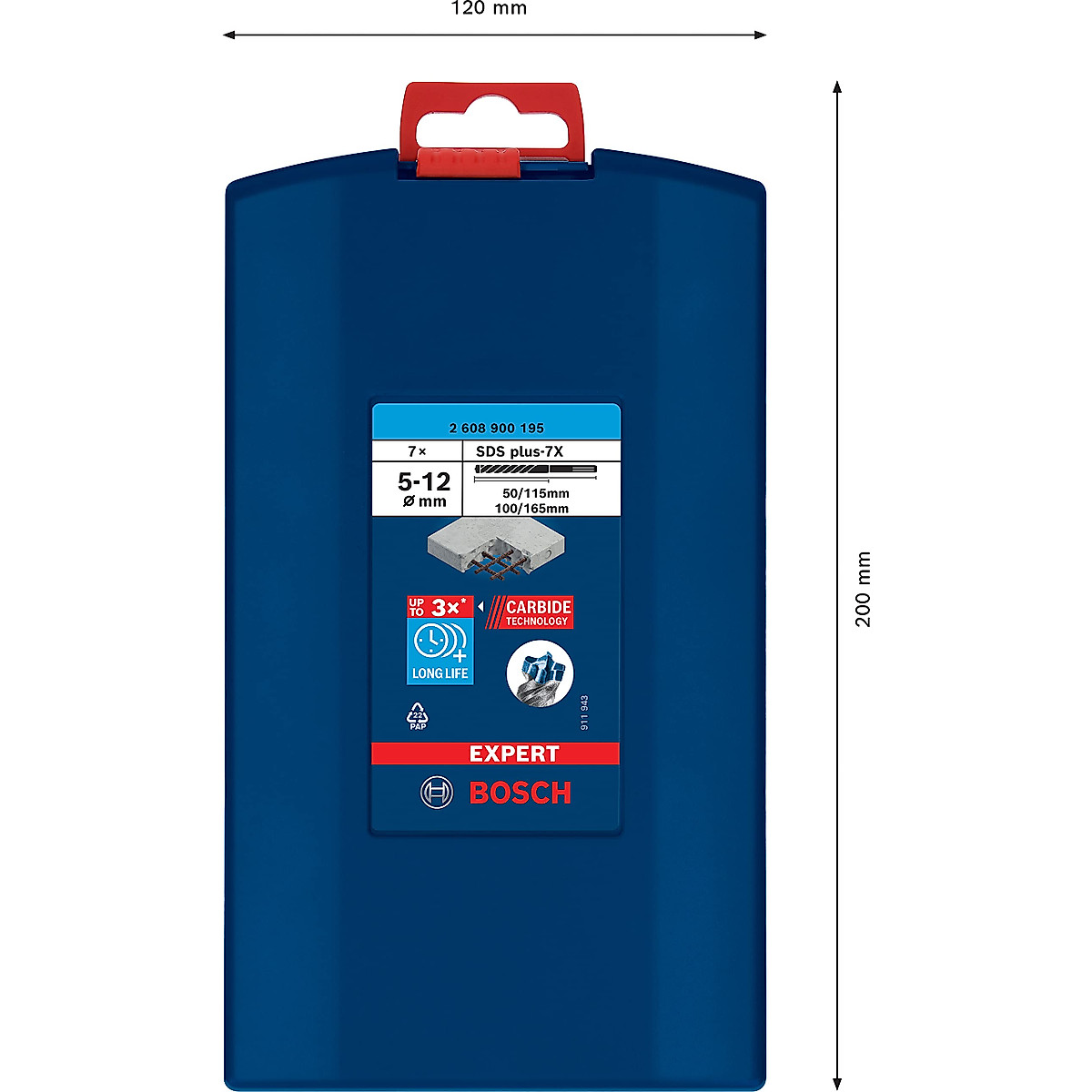 Bosch 7X Expert SDS plus-7X Hammer Drill Bit Set (for Soft Stone, Hard Stone, Ø 5-12 mm, Professional Accessory Rotary Hammer Drill)