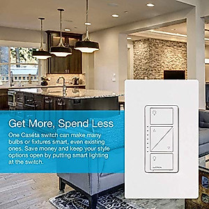 Lutron Caséta Wireless Smart Lighting Dimmer Switch Starter Kit with Caséta Smart Hub and Pico Bracket | Works with Alexa, Google Assistant, Ring, Apple HomeKit | P-BDG-PKG1W-A