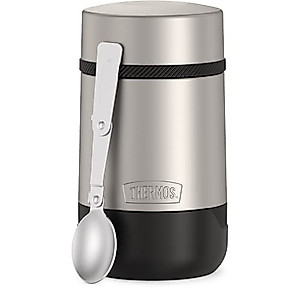 ALTA SERIES BY THERMOS Stainless Steel Food Jar 18 Ounce, Matte Steel/Espresso Black