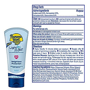 Banana Boat Light As Air Sunscreen, Broad Spectrum Lotion, SPF 50, 6oz. - 2 Count (Pack of 1)