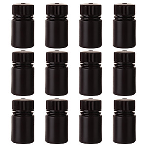 Labvida Amber Reagent Bottle HDPE Wide Mouth Round Small Plastic Bottles, 12 pcs of 30ml Sample Sealing Storage Container for Laboratories, Classrooms, or Storage at Home, LVAL001