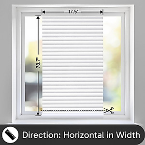 rabbitgoo Window Privacy Film Frosted Glass Film for Bathroom, Non Adhesive Static Cling Removable Window Sticker for Home Office, Anti-UV Opaque Coverings, Blinds Pattern, 17.5 x 78.7 inches