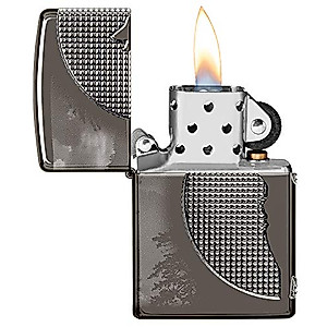 Zippo Armor Wolf Design Black Ice Pocket Lighter, One Size