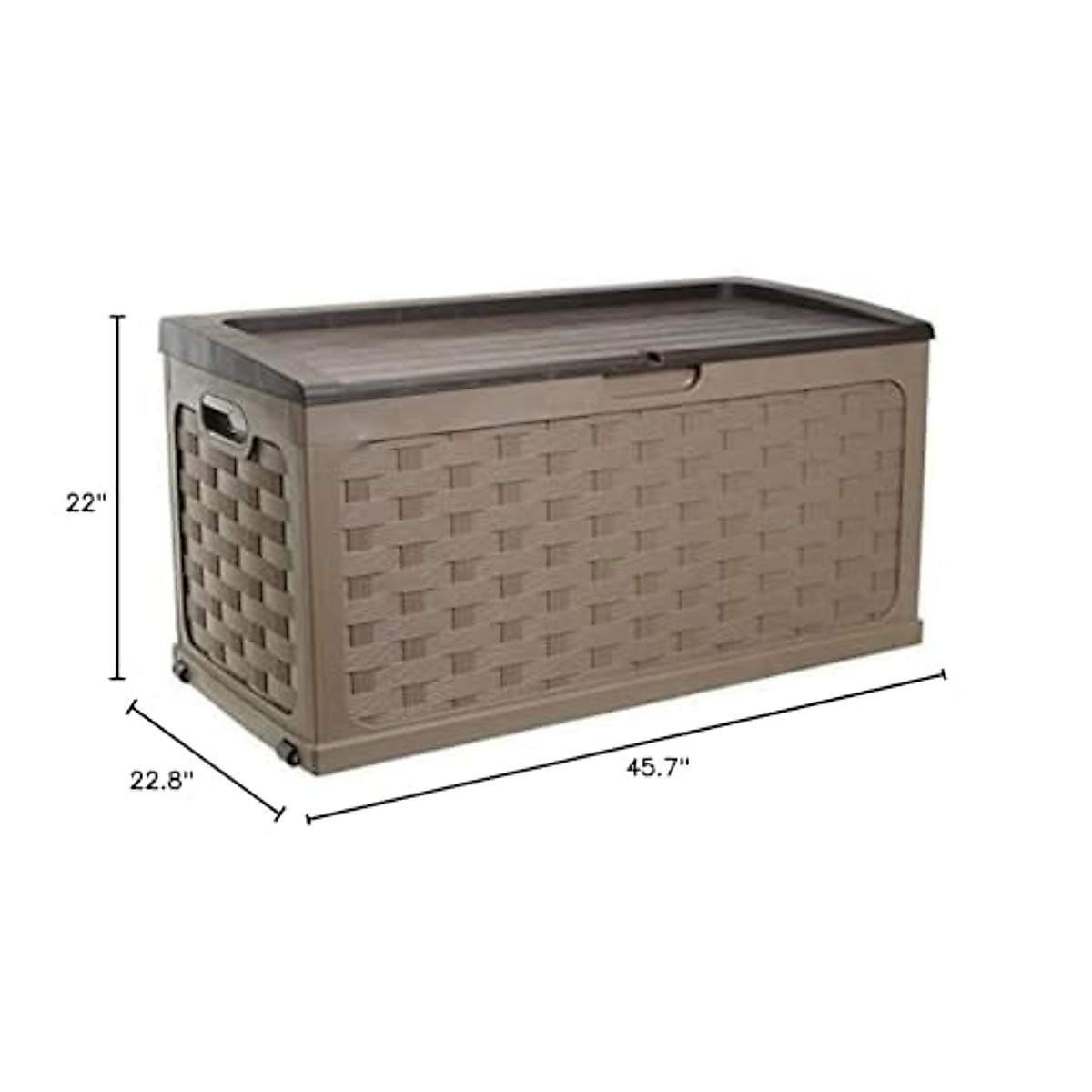 Starplast Sit-On Rattan Style Storage Box: 88 Gallon Outdoor Plastic Bin, Weather & Water Resistant, 45.7 x 22.8 x 22 Inches, 2 Color Options 56-811