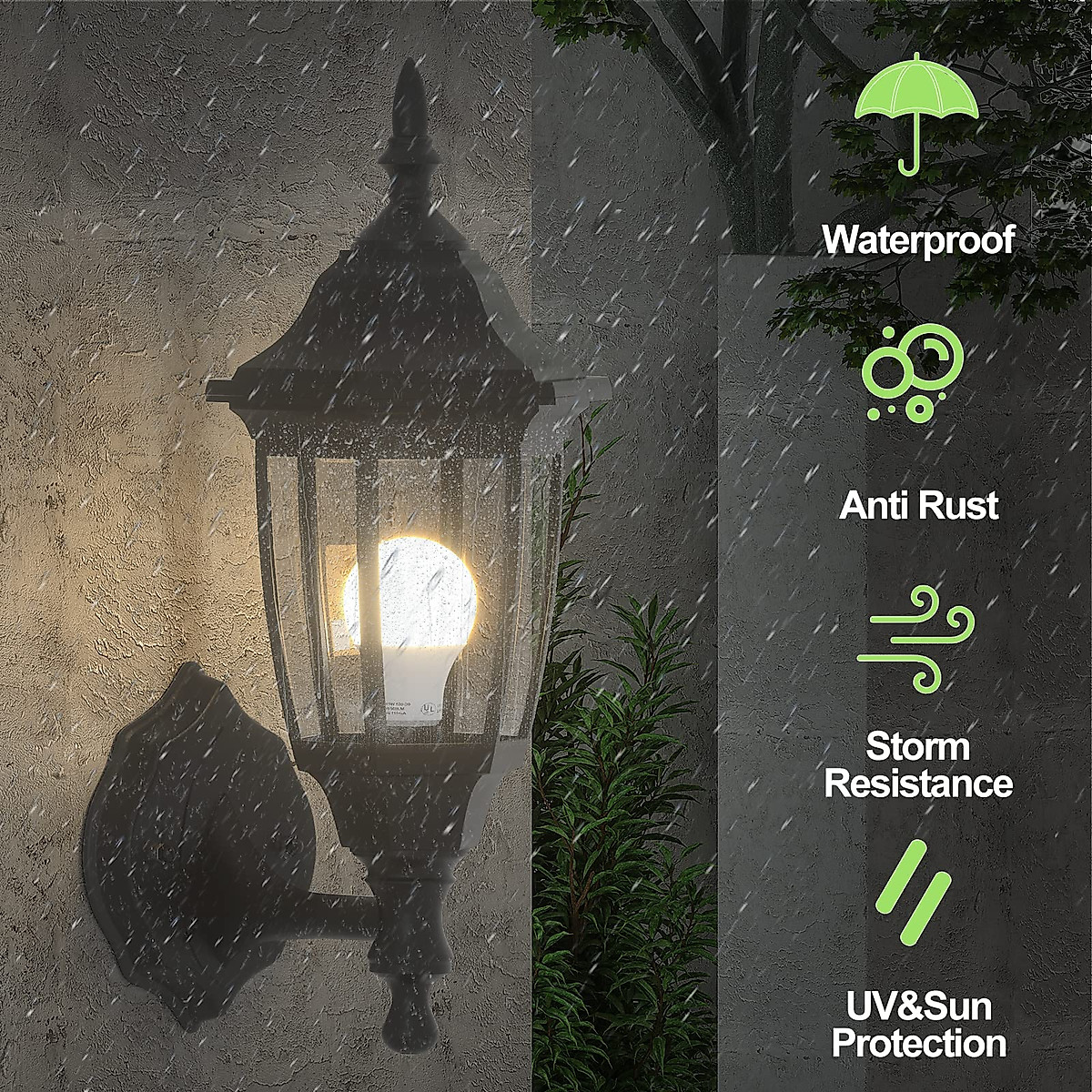 EMART Outdoor Porch Light LED Exterior Wall Light Fixtures, Special Handling Anti-Corrosion Plastic Material, Waterproof Security Lamp for Wall, Garage, Front Porch - 2 Pac