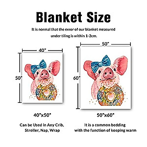 Parrot BEEK Pig Blanket Pig Gifts for Women Pig Lovers, Pink Pig Blankets for Kids, Cozy Warm Cute Animal Flannel Throw Blankets for Couch Sofa Living Room Decor 50x40 Inch