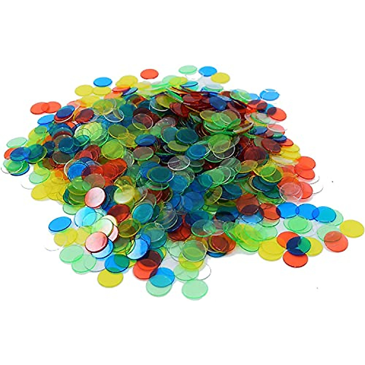 Regal Games - 500 Mixed Transparent Bingo Chips - 3/4 Inch - for Large Group Games, Game Night, Bingo Hall, & Educational Activities - Ages 5+ - 500 Count - Perfect for Bulk Purchasing
