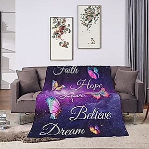 Butterfly Blanket Soft Warm Purple Butterfly Throw Blanket Plush Fluffy Lightweight Cozy Fleece Flannel Girls Gift Blankets for Women Kids Adults Bedding Couch Sofa 50"X40"