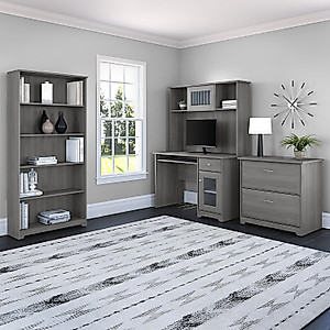 Bush Furniture Cabot Small Computer Desk with Hutch and Keyboard Tray, 48W, Modern Gray