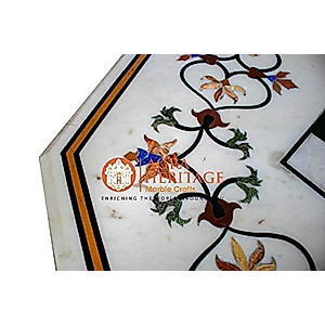 Whtie Marble Chess Dining 51" Table Top Floral Marquetry Arts Playroom Decor Gift For Chess Player