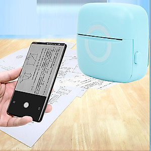 Portable Thermal Printer, BT 200DPI Rechargeable Inkless Black White Thermal Printer, Supports APP Function, Receipt Printer for Pictures Labels Texts (Sky Blue)