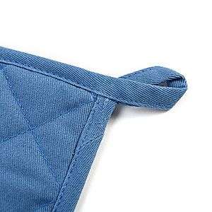 Potholders Set Trivets Kitchen Heat Resistant Pure Cotton Coasters Hot Pads Pot Holders Set of 6 for Everyday Cooking and Baking by 7 x 7 Inch (Blue)