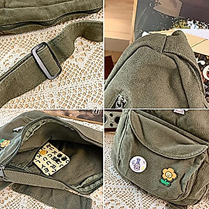 PRAGARI Sling Bag for Women Crossbody Backpack Shoulder Chest Bag Daypack Small Green Travel Canvas Casual Hiking Outdoor