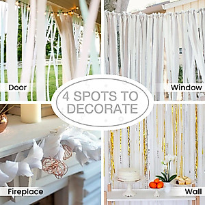 PartyWoo Crepe Paper Streamers 4 Rolls 328ft, Pack of Crepe Paper Perl White Streamers Decorations, Crepe Paper for Birthday Decorations, Party Decorations, Wedding Decorations (1.8 in x 82 Ft/Roll)