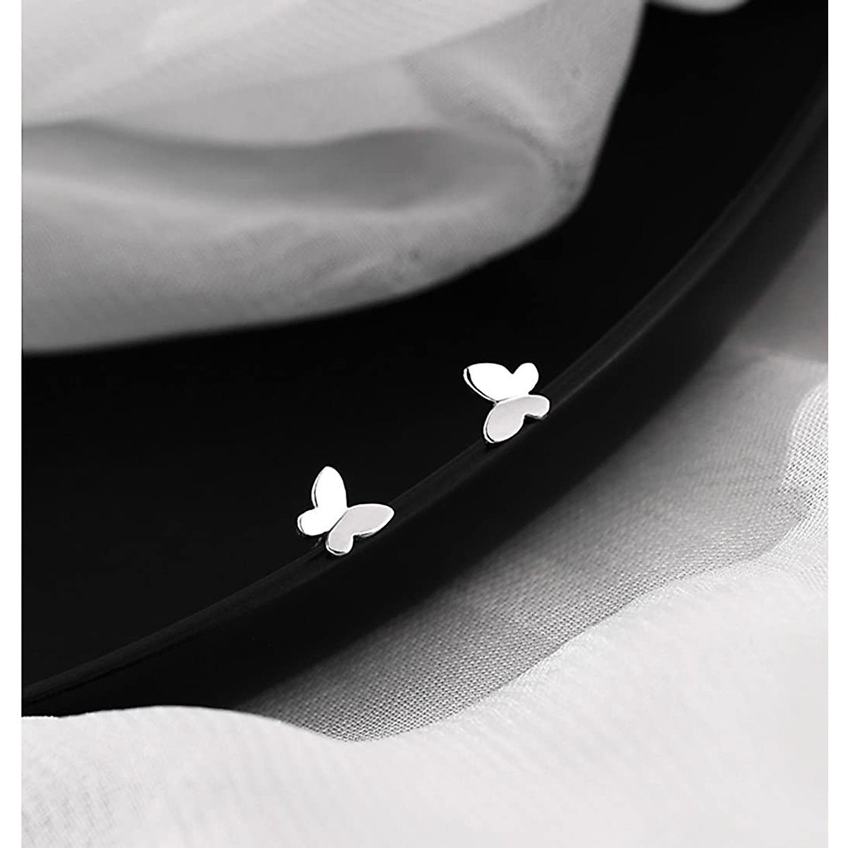 SLUYNZ 925 Sterling Silver Tiny Butterfly Earrings Studs for Women Teen Girls Tiny Studs Earrings (A-Silver)