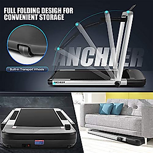 ANCHEER Treadmill,Folding Treadmill for Home Workout,Electric Walking Under Desk Treadmill with APP Control, Portable Exercise Walking Jogging Running Machine (Silver)