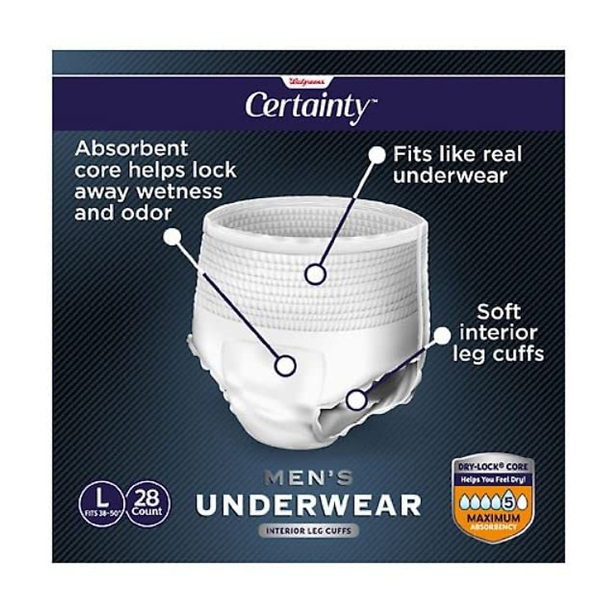 Walgreens Certainty Men's Underwear, Maximum Absorbency Large 28.0ea