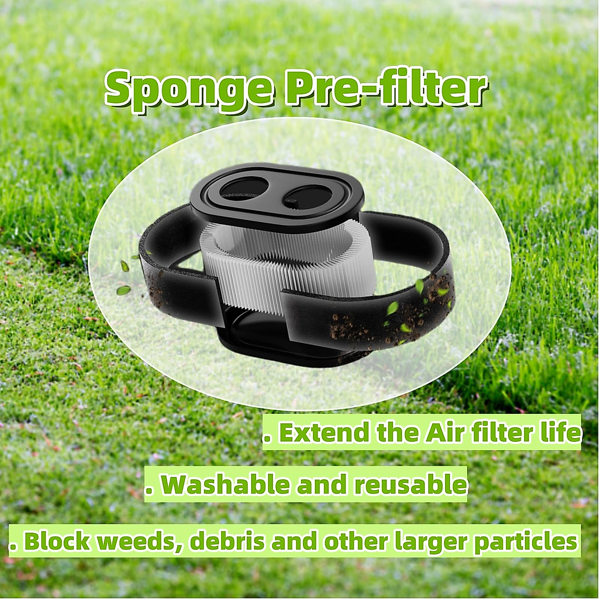 (4-PK) 593260 798452 334404 Air Filter Sponge Pre-Filter for Lawn Mower Air Cleaner, Fits 550ex 675exi 725exi Troy Bilt TB110 TB200 TB230 4247 5432 5432k 09P00 09P702 550E 500EX