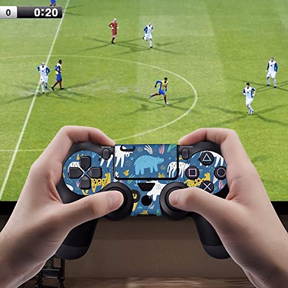 African Animals Funny Sticker Skin Protector Full Print Slim Decal Covers for PS-4 Slim/PS-4 Pro Console & 2 Controller