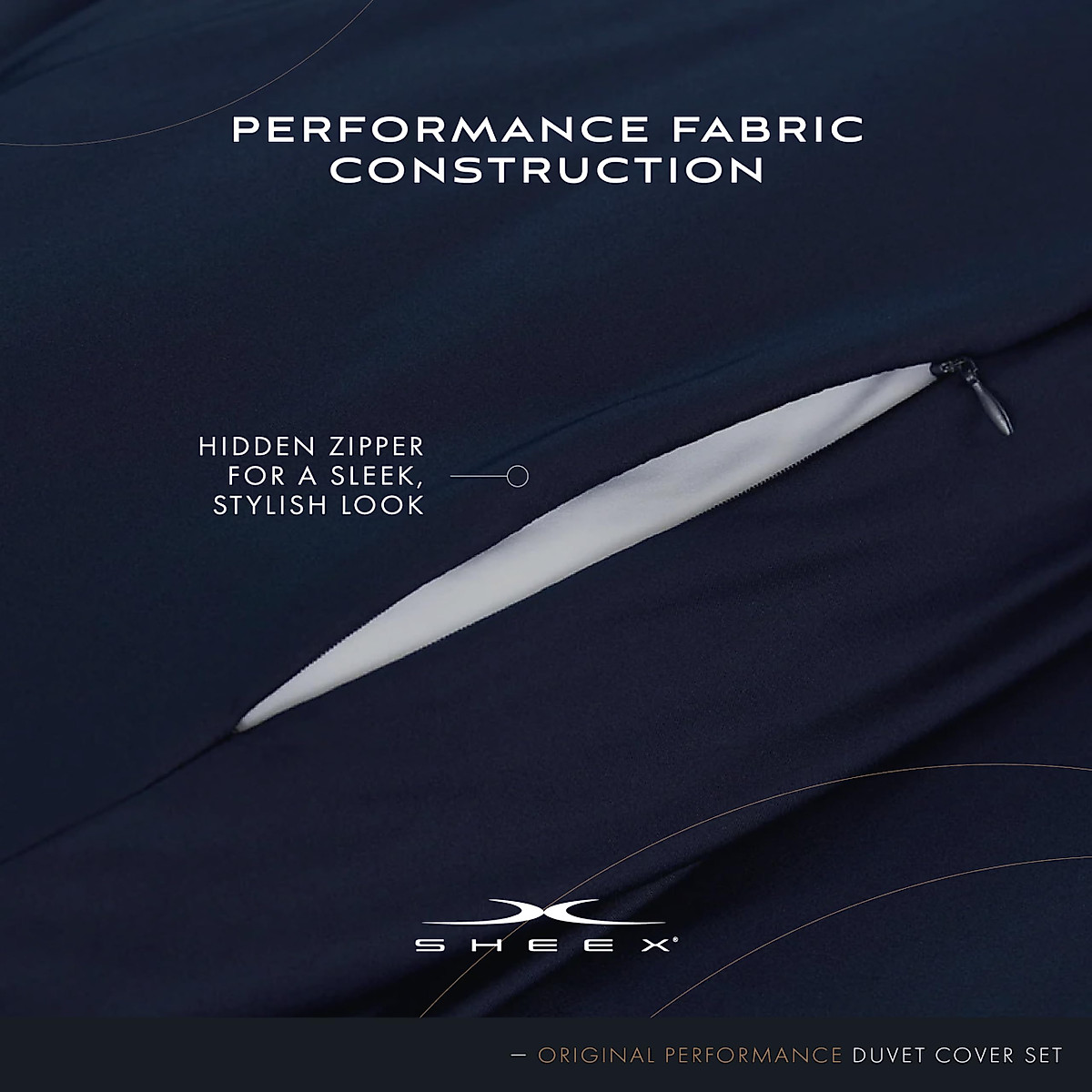 SHEEX Original Performance Cooling Duvet Cover Set, Lightweight Full/Queen Duvet Cover with 2 Standard Pillow Shams, Navy