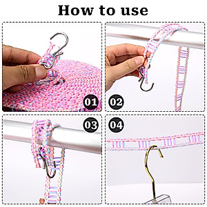 3 Pack Windproof Portable Clotheslines with Hooks 16.4ft Clothes Drying Rope Laundry Line Adjustable Non-Slip Clotheslines for Outdoor Indoor Travel Laundry Drying Hanging Clothes