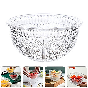 HANABASS Crystal Bowl 1pcs Vintage Flower Embossed Glass Dessert Bowl Ice Cream Bowl Trifle Bowl Salad Bowl Candy Cake Bowl for Home Party Wedding Glass Salad Bowl