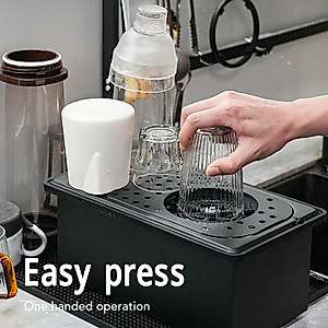 Pitcher Rinser Stainless Steel From Opening Kitchen Sink Automatic Glass Cup Washer for Hotel Bar Coffee Milk Tea Cup Black Your Hands (Large)