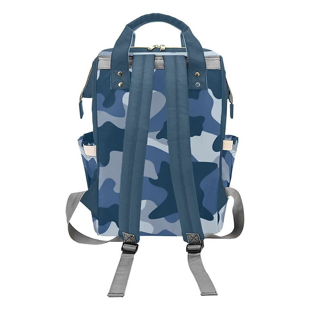 XOZOTY Camouflage Blue Army Diaper Bags Backpack with Name Personalized Baby Bag Nursing Nappy Bag Travel Tote Bag Gifts