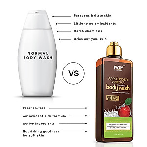 WOW Skin Science Apple Cider Vinegar Foaming Body Wash, Womens Body Wash, Mens Body Wash, Dry Skin Acne Body Wash Women Moisturizing, Shower Gel Body Wash For All Skin Types (250ml)