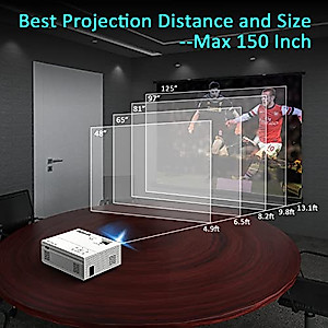Mini Portable Projector 1080P Home Theater Video Projector - Full HD 8500 Lumens LED Movie Projector Compatible with HDMI, PS4, VGA, USB, TF, AV, Laptop, Smartphone, Small Outdoor Projector