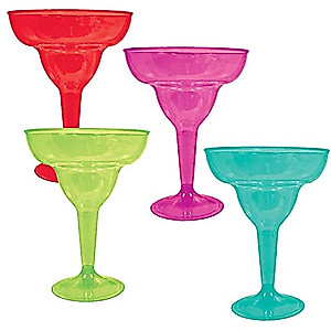 Amscan Fiesta Colors Margarita Plastic Glasses - 11 Oz. Pack of 20