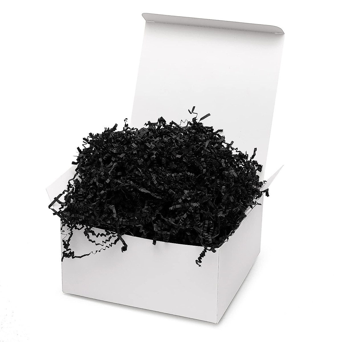 Mcfleet 2 LB Crinkle Cut Paper Shred Filler Black Crinkle Paper Shredded Paper for Gift Box - Gift Basket Filler - Gift Box Stuffing for Christmas, Halloween Packaging Wrapping